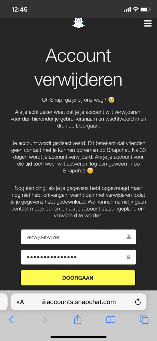 Snapchat account verwijderen in 3 stappen - VerwijderWijzer